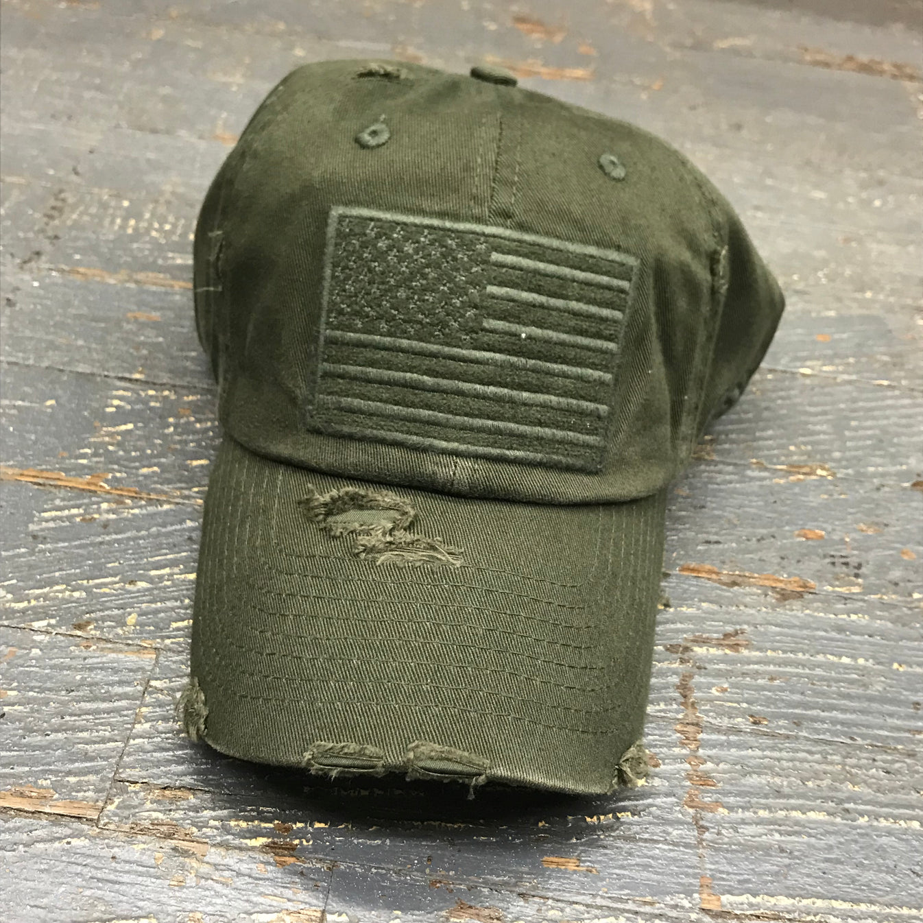 American Flag Patch Olive Denim Embroidered Ball Cap – TheDepot ...
